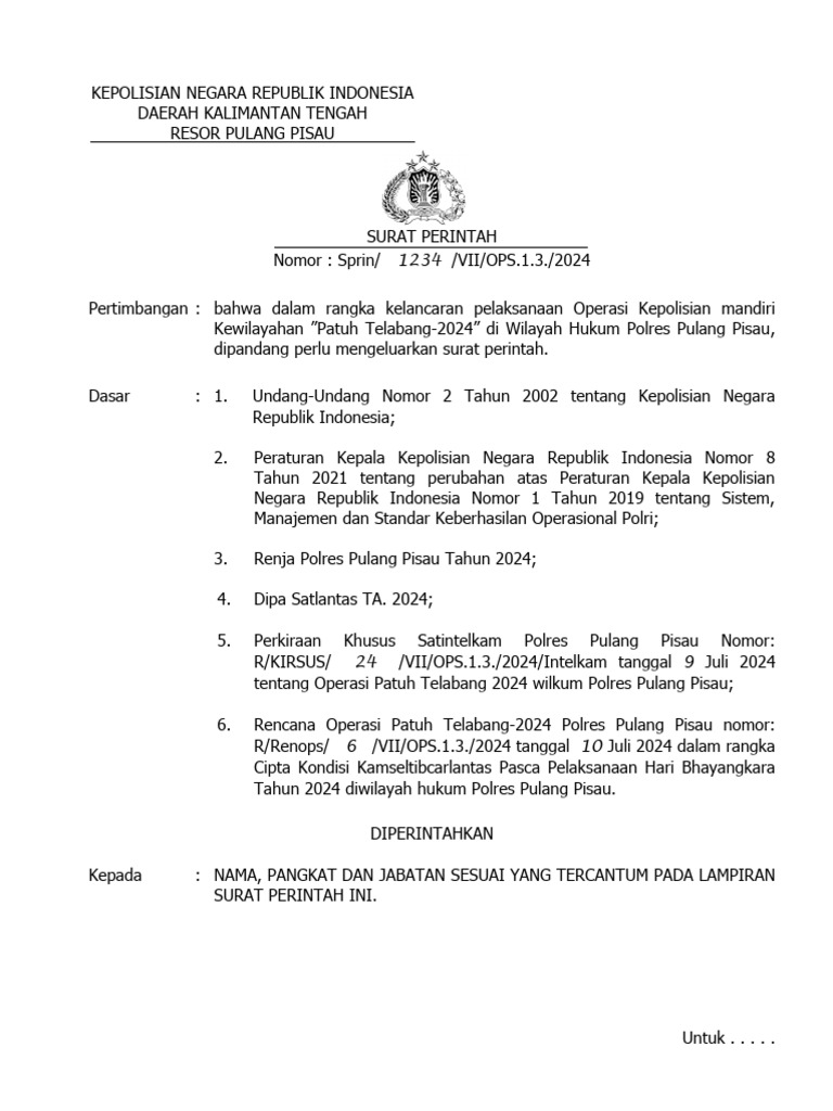 Sprin Ops Patuh Telabang 2024 | PDF