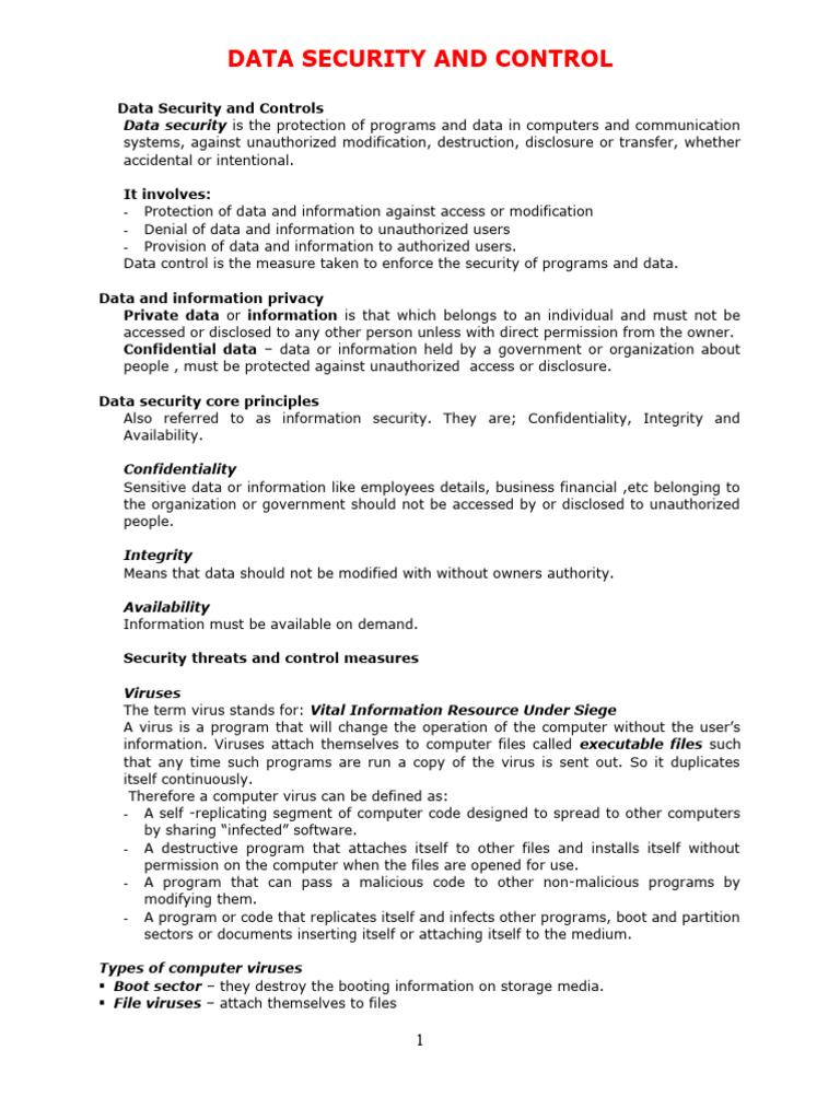 Data Security and Control | PDF | Computer Virus | Encryption