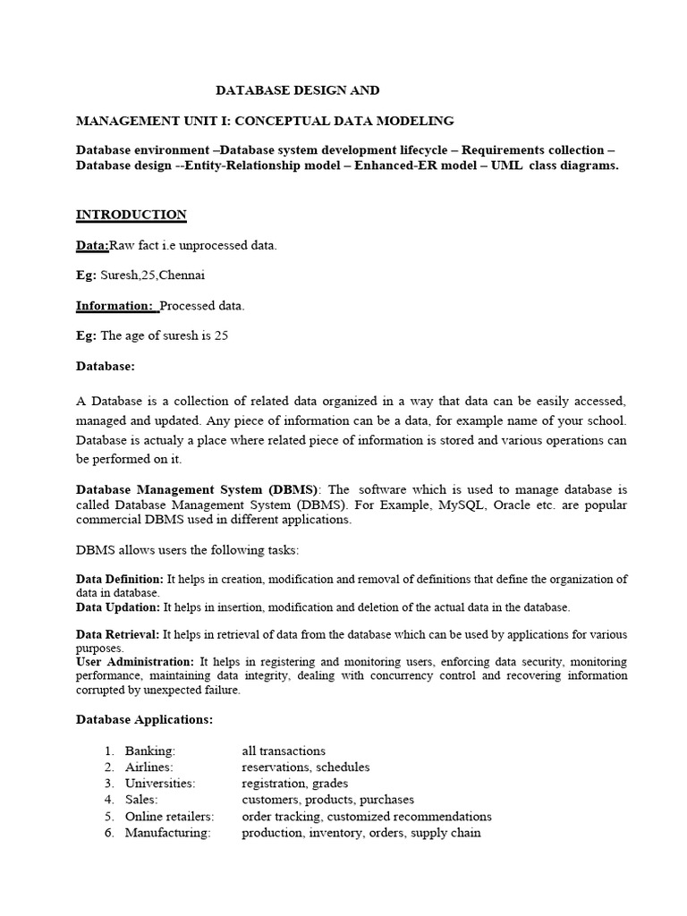 DDM Unit-1 | PDF | Databases | Conceptual Model