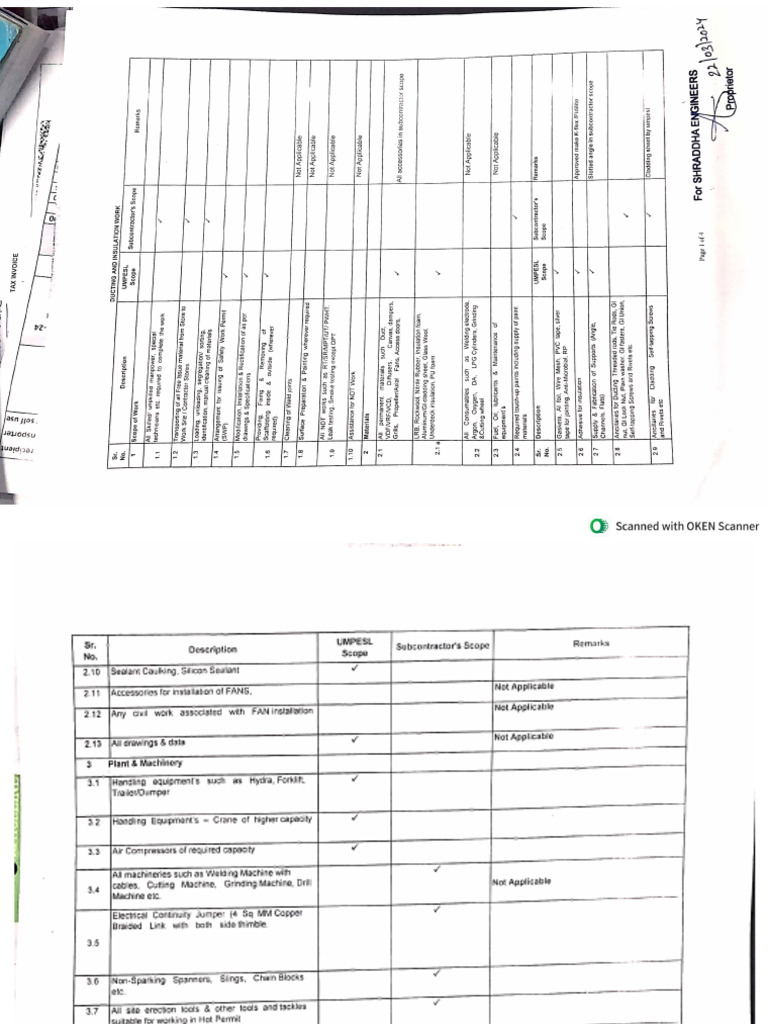 Scope Matrix - Shradhha Engineers | PDF