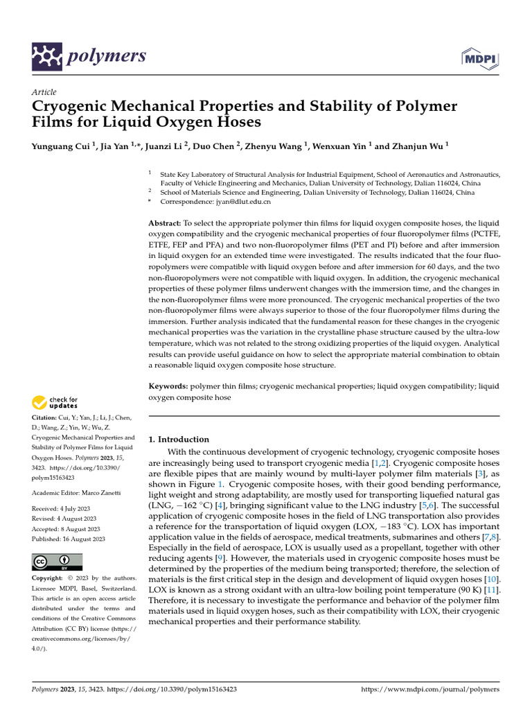 Cryogenic Mechanical Properties and Stability of PTFE | PDF | Cryogenics | Deformation (Engineering)