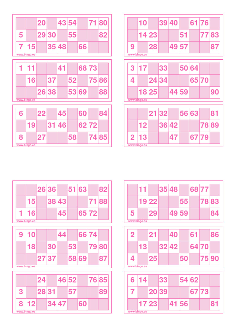 Cartones Bingo 90 Bolas | PDF