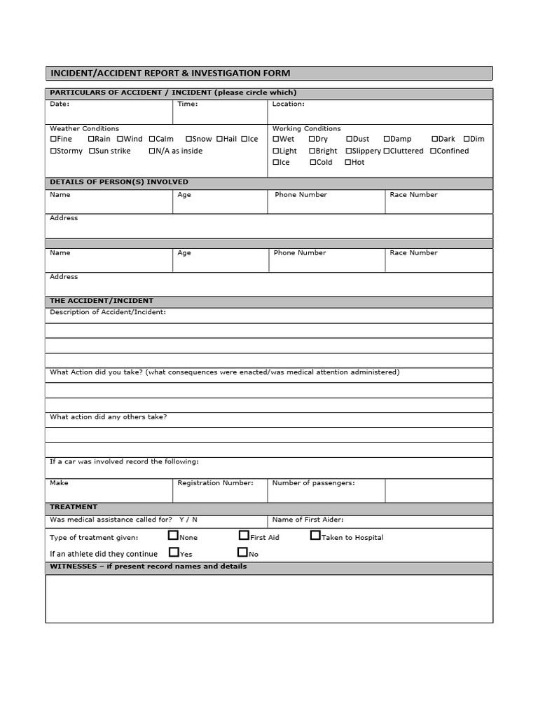Accident and Incident Investigation Form | PDF | Safety