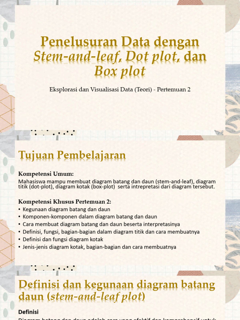 EVD Penelusuran Data Steam Leaf, Box Plot | PDF