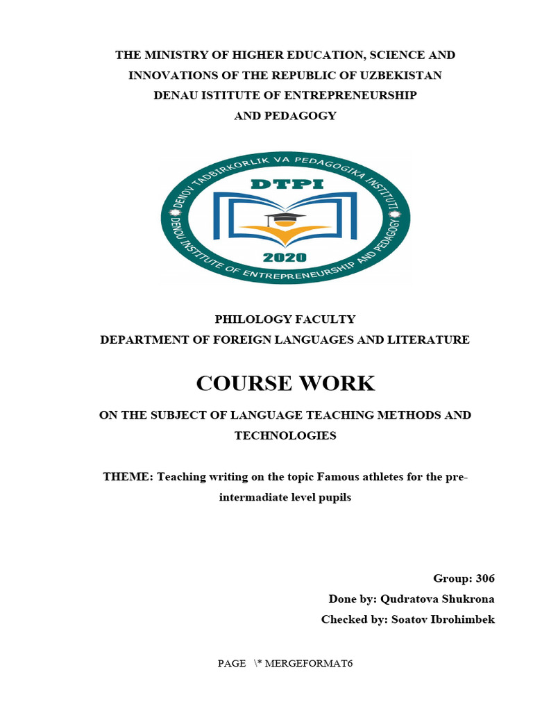 KURS ISHI Qudratova Shukrona | PDF | Curriculum | English As A Second ...