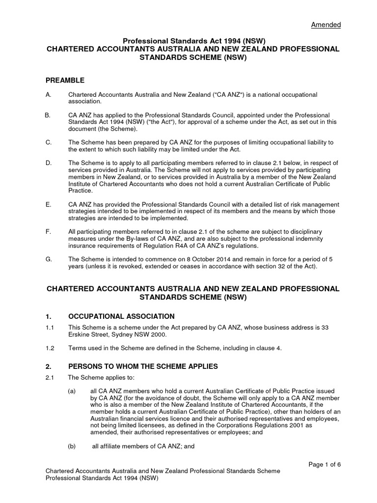 Caanz Professional Standards Scheme NSW | PDF | Insurance | Audit