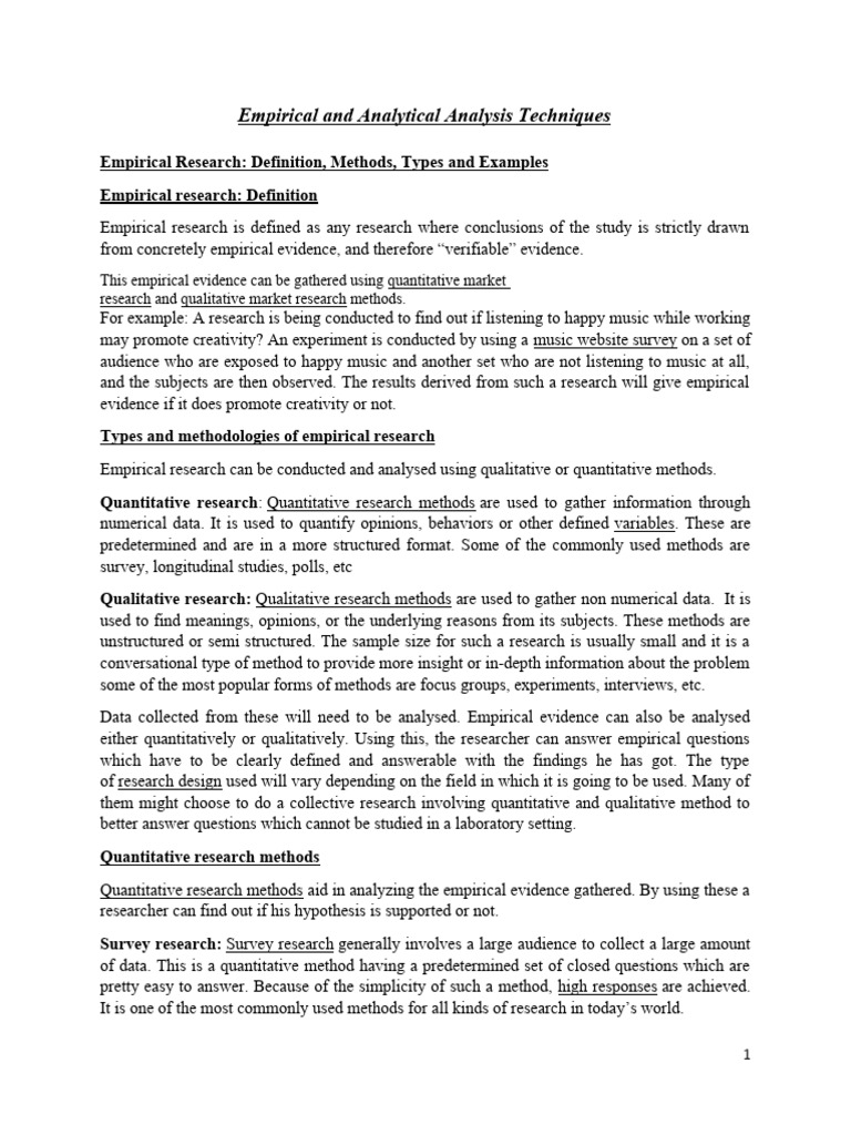 Empirical and Analytical Analysis Techniques | PDF | Data Analysis ...