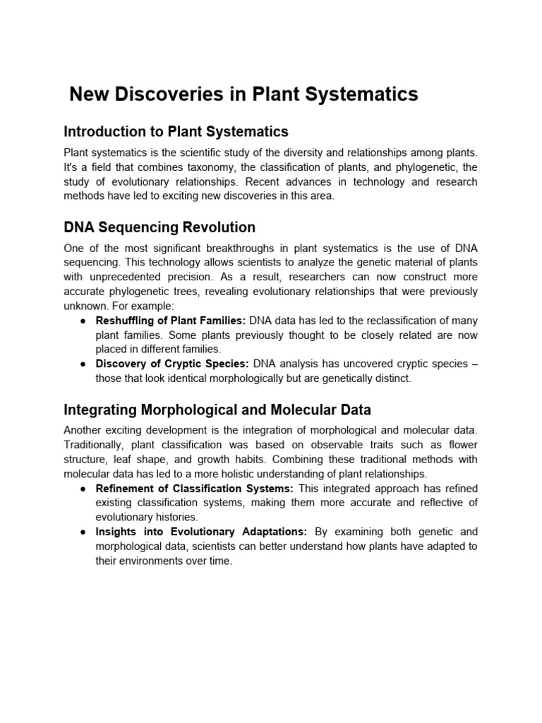plant systamatic | PDF | Phylogenetics | Molecular Phylogenetics
