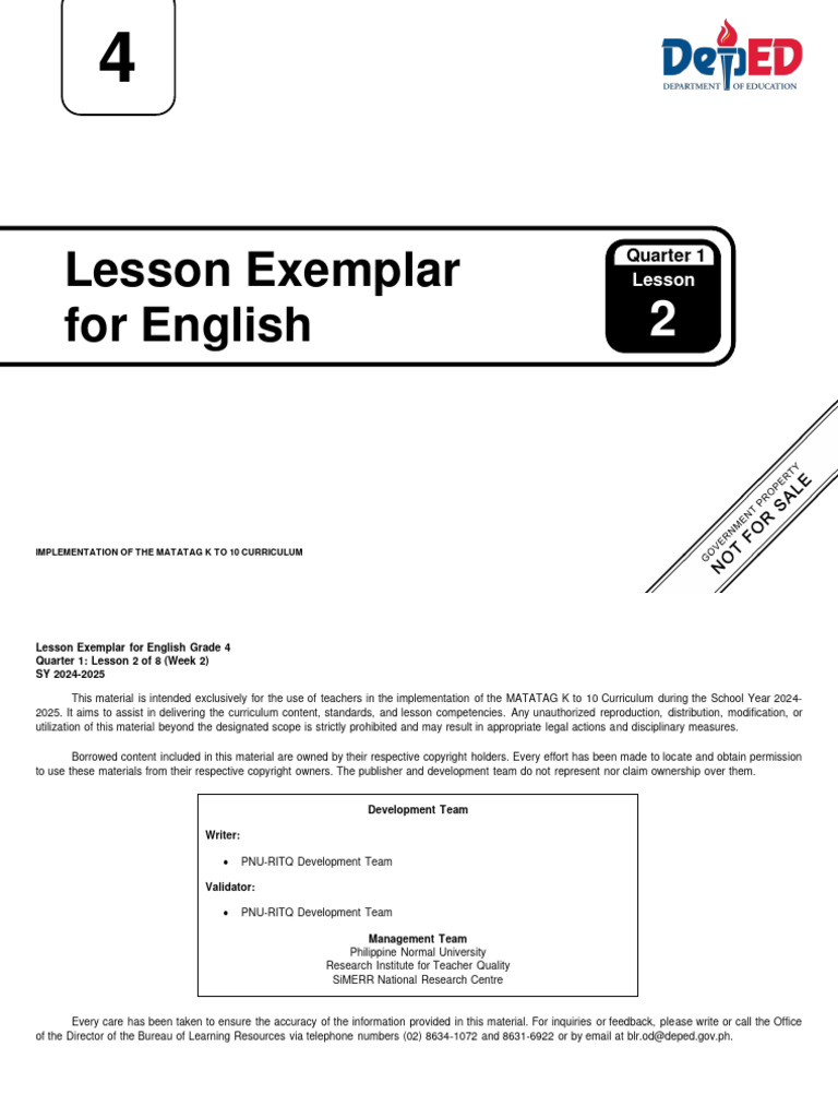 Q1 - LE - English 4 - Lesson 2 - Week 2 | PDF | Common Cold | Learning