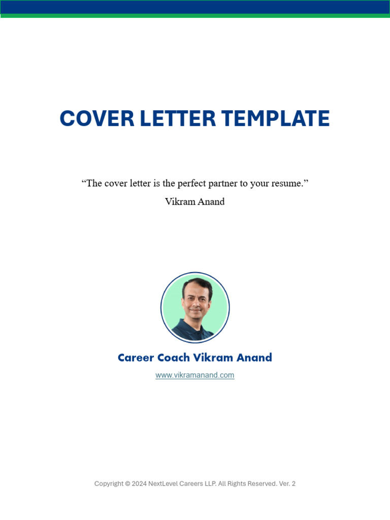 Cover Letter Template: "The Cover Letter Is The Perfect Partner To Your ...