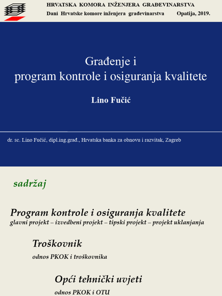 10.2. Građenje I Program Kontrole I Osiguranje Kvalitete - Lino Fučić | PDF