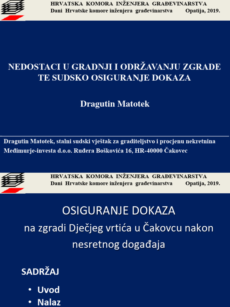 14.4. Nedostaci U Gradnji I Održavanju Zgrade Te Sudsko Osiguranje Dokaza | PDF