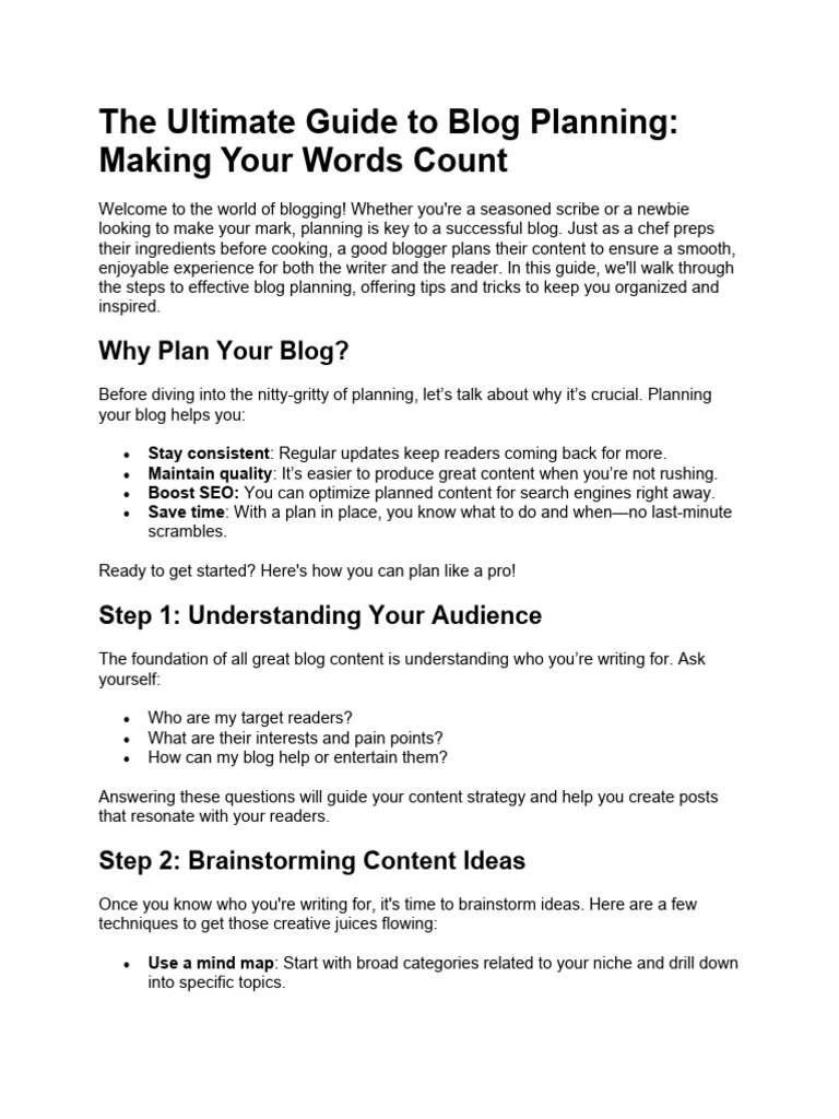 The Ultimate Guide to Blog Planning | Download Free PDF | Blog | Search ...