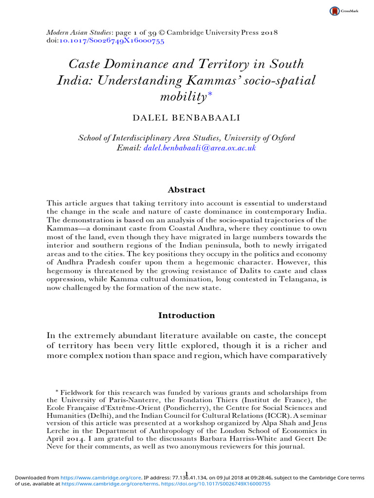 Kamma Caste Full Paper | PDF | Caste | Dalit