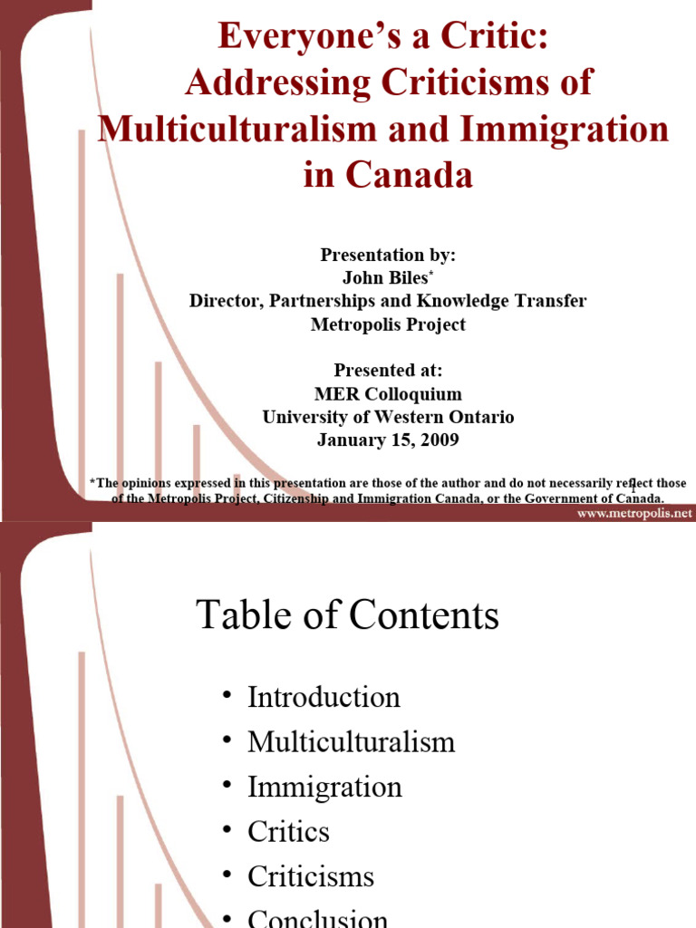Biles J. Multiculturalism in Canada | PDF | Multiculturalism | Cultural ...