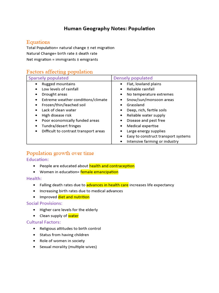 Human Geography: Population Dynamics | PDF | Birth Rate | Family Planning