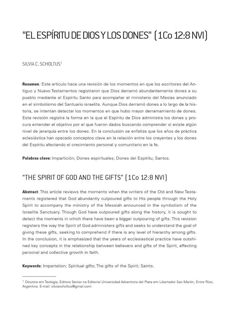 El Espiritu de Dios y Los Dones | PDF | Cristo (título) | Jesús