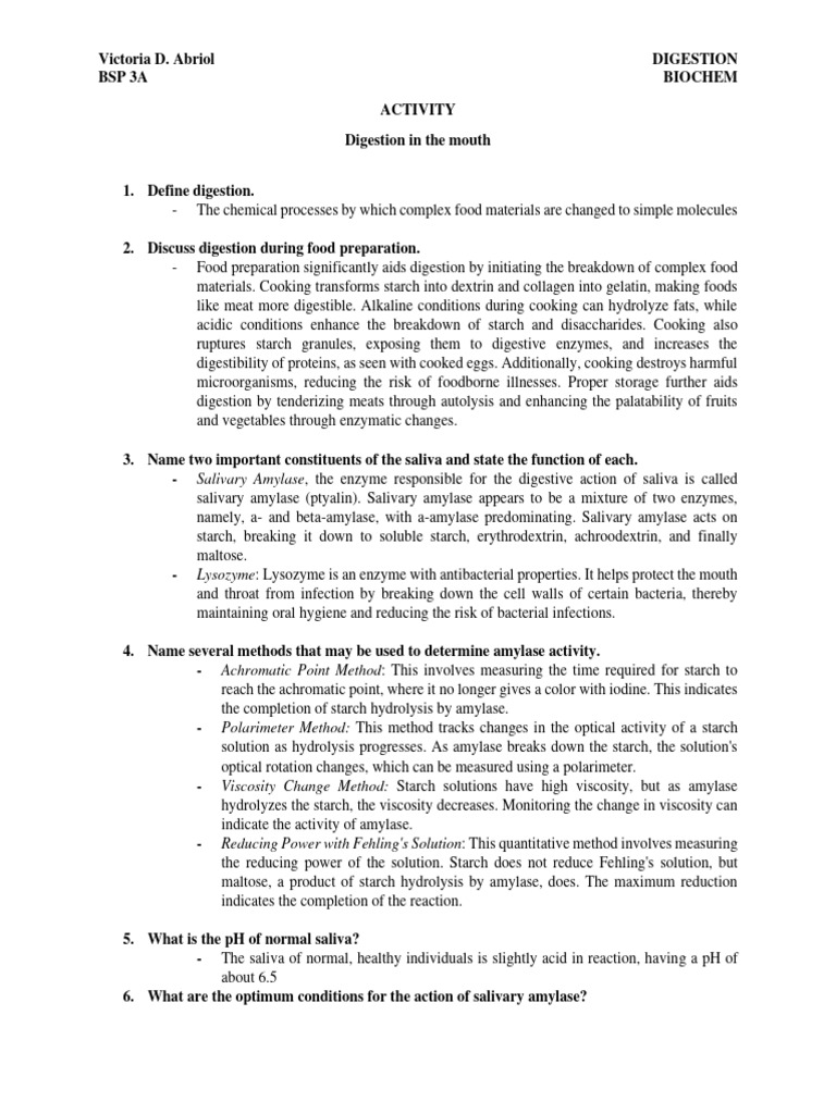 Biochem Basics: Mouth Digestion | PDF | Digestion | Starch