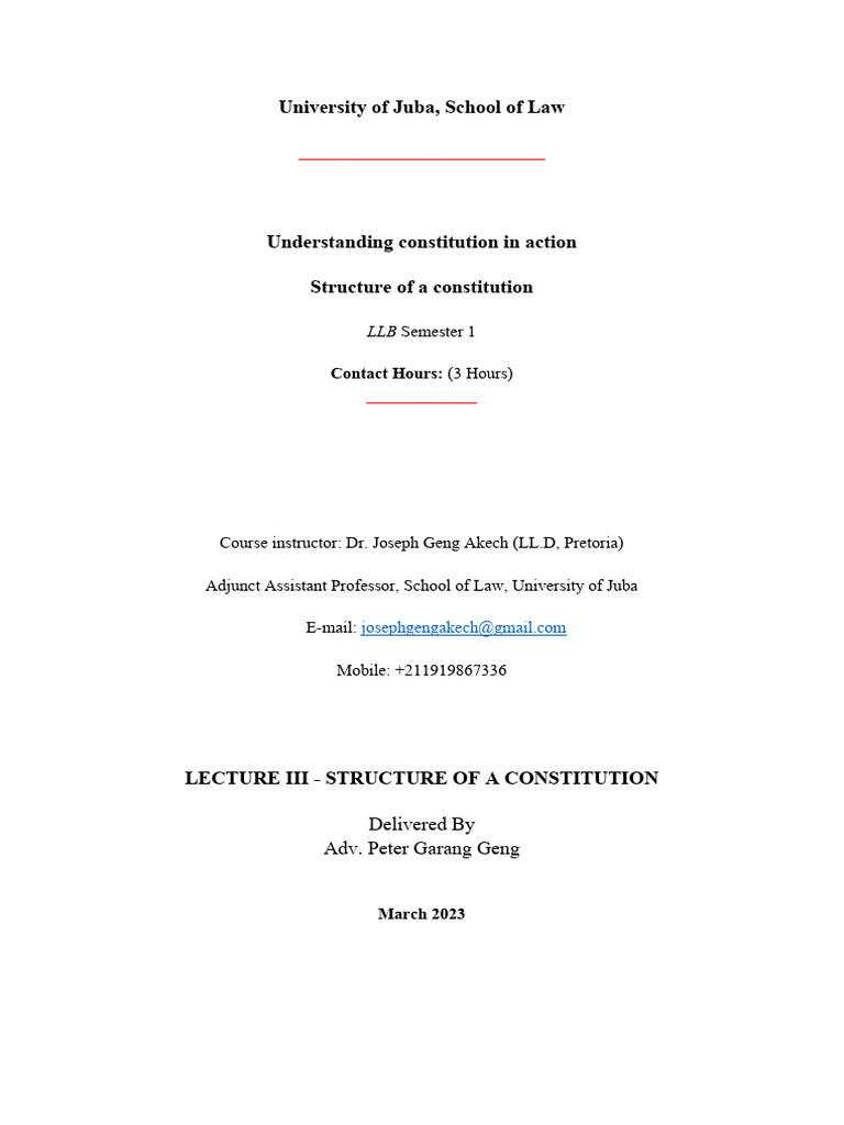 Lecture III - Structure of A Constitution | PDF | Separation Of Powers ...