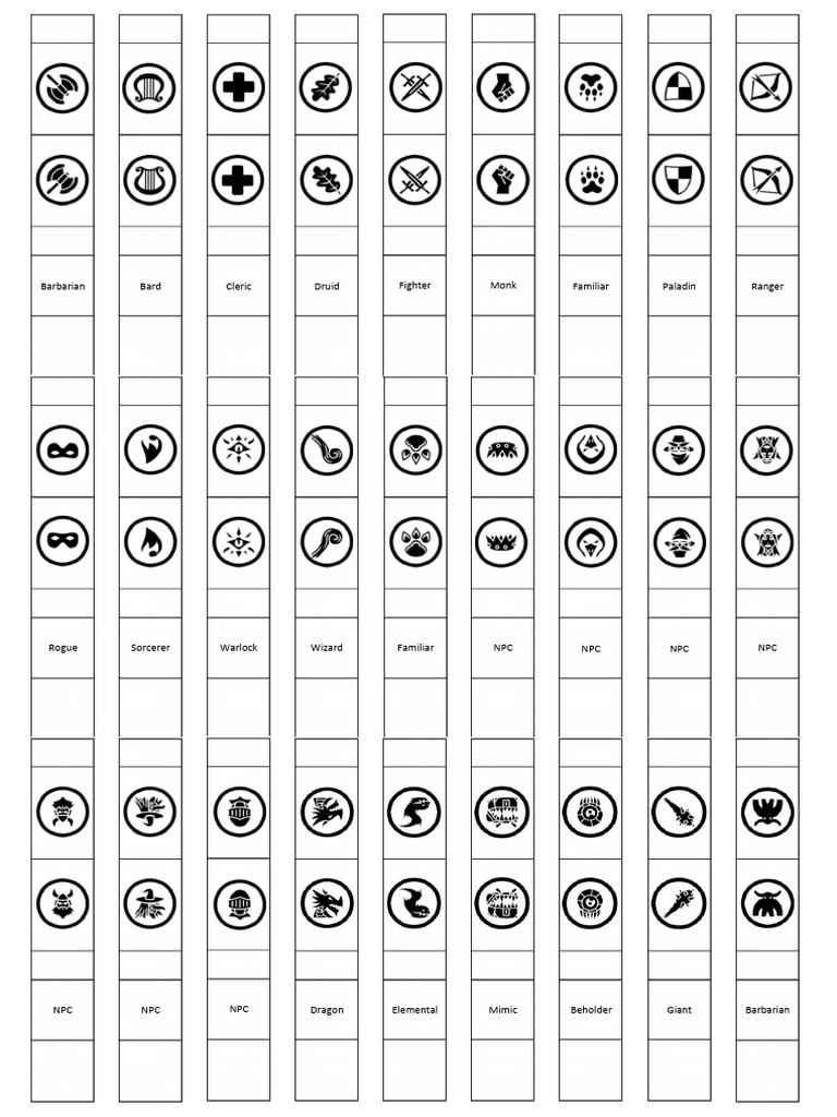 D&D Printable Token Sheet | PDF | Religion & Spirituality | Mystery ...