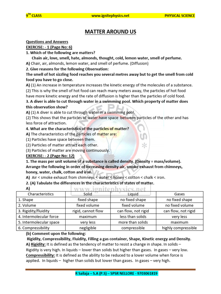 Matter Around Us (Notes) | PDF | Matter | Water