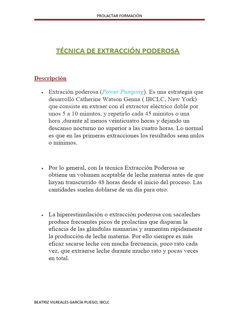 Técnica de Extracción Poderosa | PDF | La leche materna | Amamantamiento