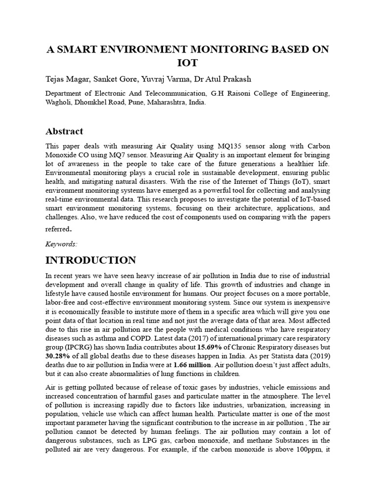 A Smart Environment Monitoring Based On Iot | PDF | Internet Of Things ...