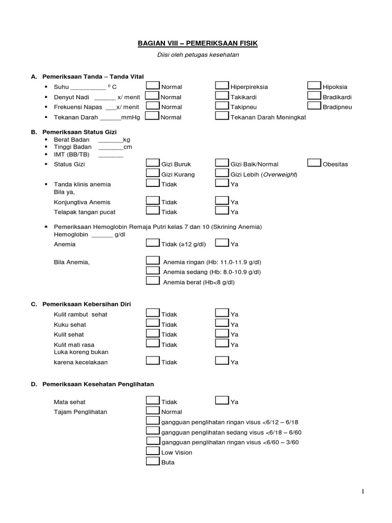 Form Pemeriksaan Kesehatan | PDF