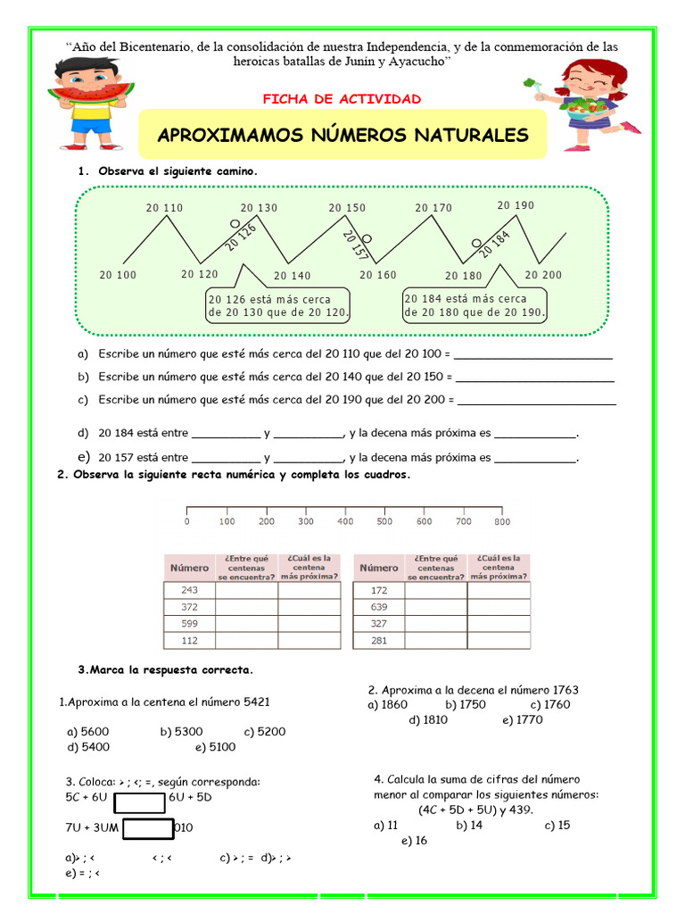 FICHA-LUN-MAT-APROXIMAMOS NÚMEROS NATURALES | PDF FICHA-LUN-MAT-APROXIMAMOS NÚMEROS NATURALES | PDF