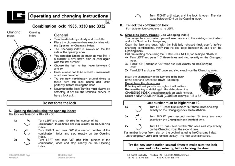 Instruction of Changing Combination Password | PDF