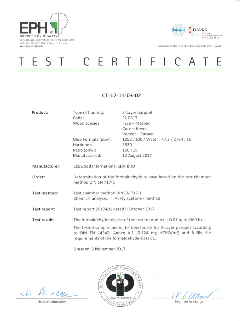 E1 Test Certificate | PDF