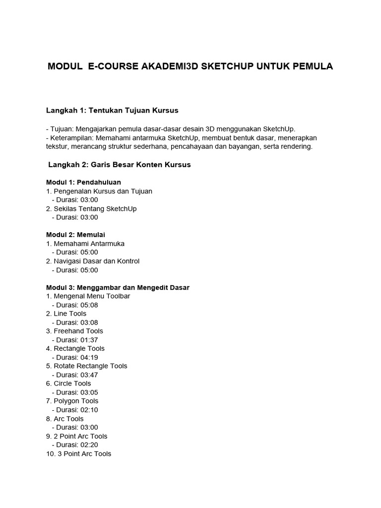 Modul E-Course Akademi3d Sketchup Untuk Pemula | PDF