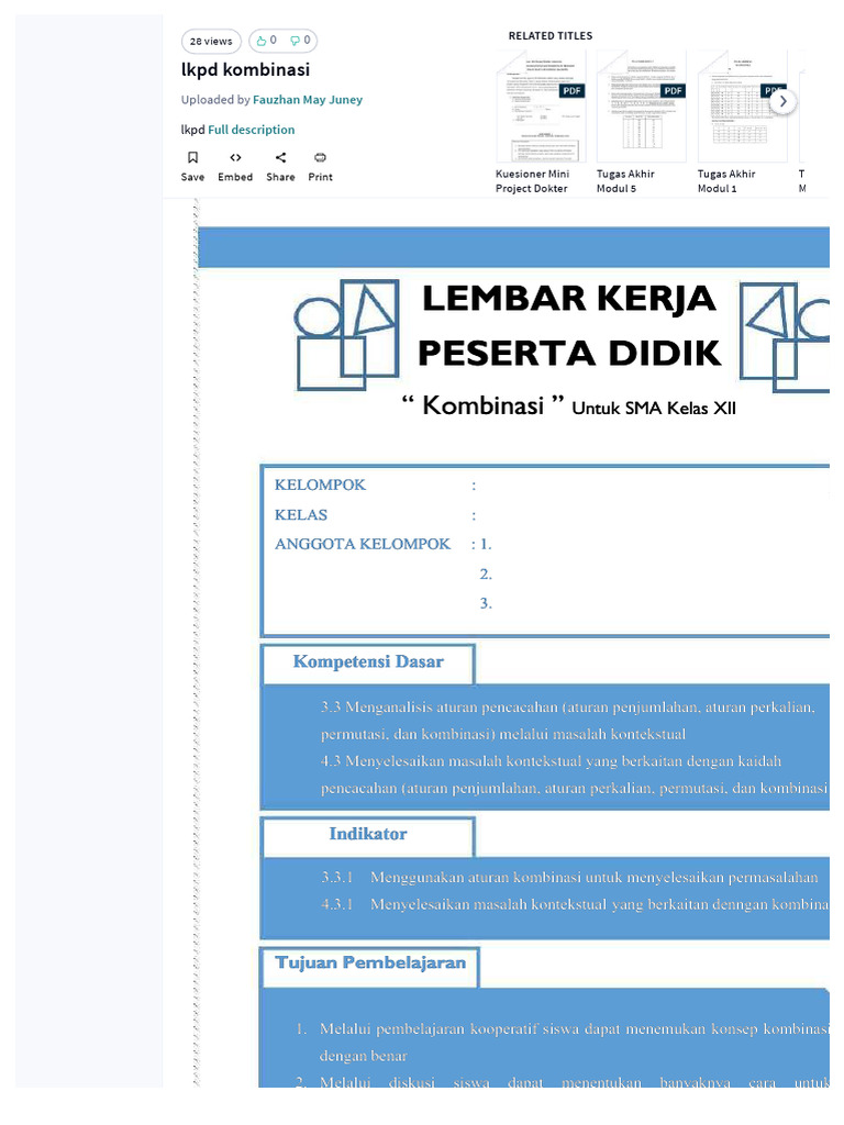 PDF LKPD Kombinasi - Compress | PDF