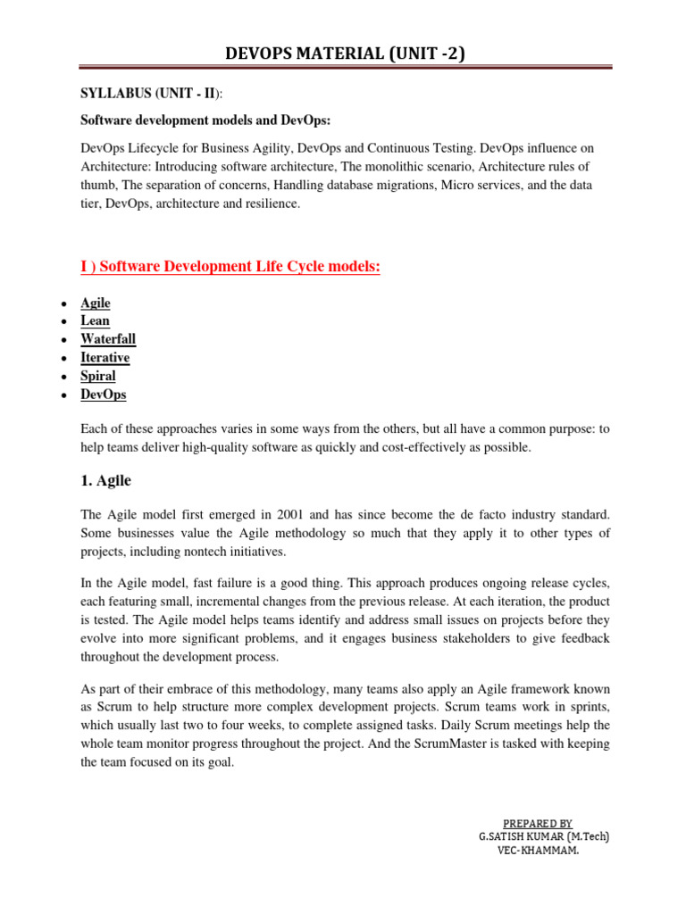 Devops Unit 2 Material Final Pdf Software Development Process Databases