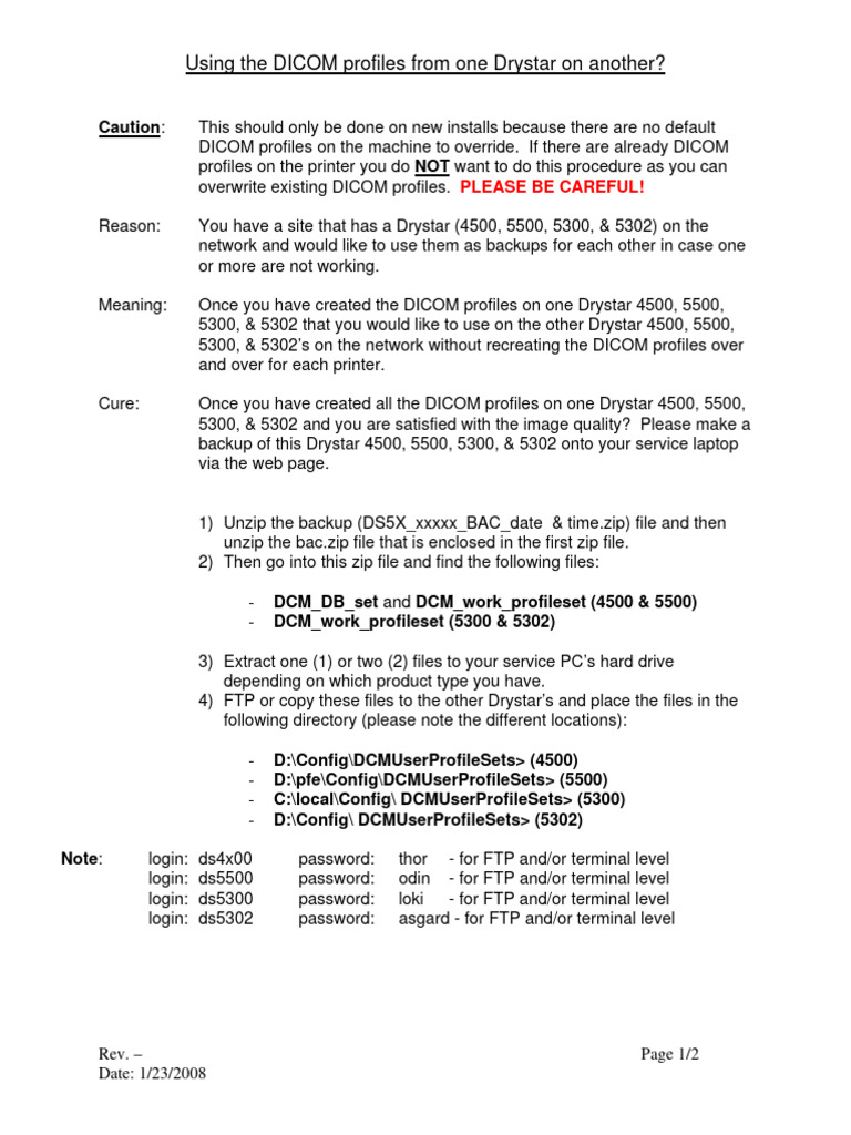 Using the DICOM profiles setup on one Drystar 5500 on another | PDF | File Transfer Protocol ...