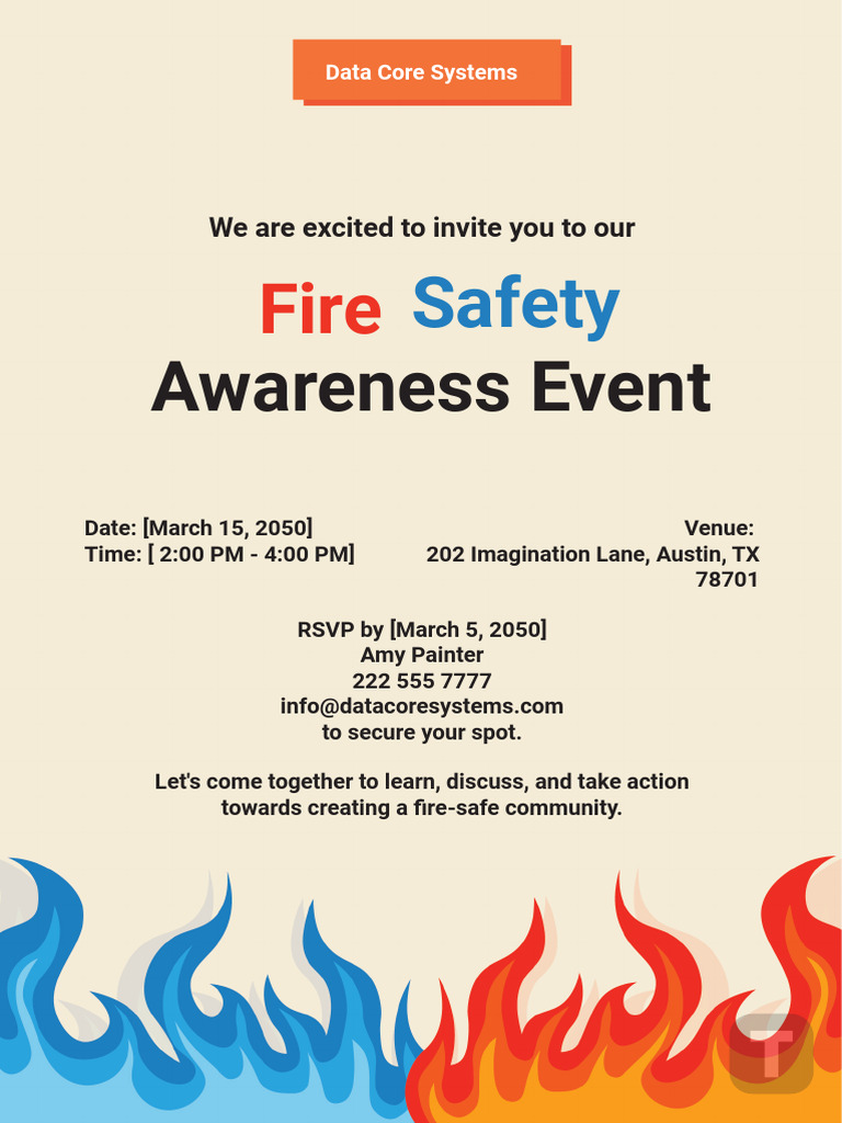 Fire Safety Awareness Event Invitation Card Template Pdf