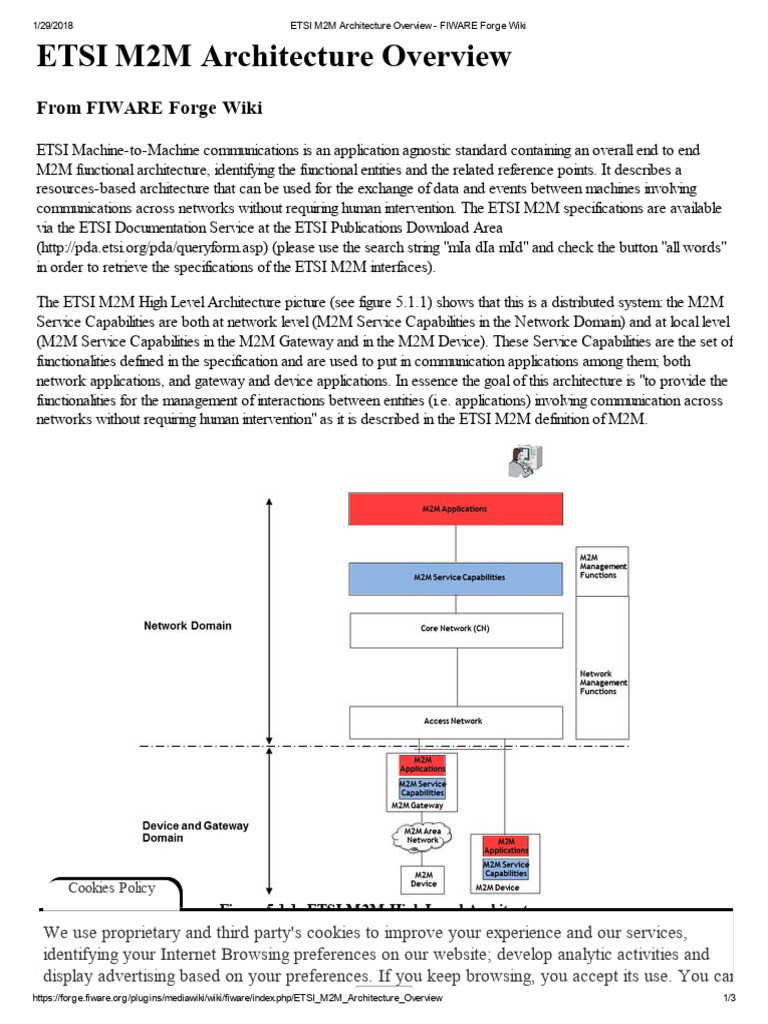 ETSI M2M Architecture Overview - FIWARE Forge Wiki | PDF | Computer Network | Http Cookie