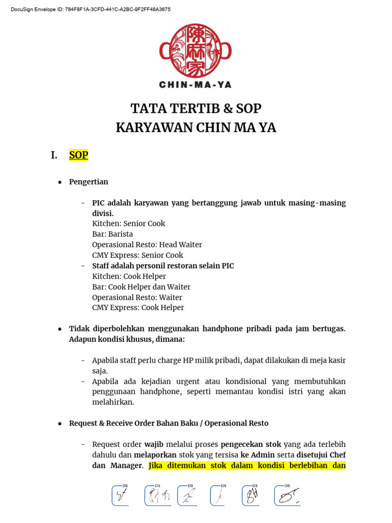 Tata Tertib & Sop Staff Cmy | PDF