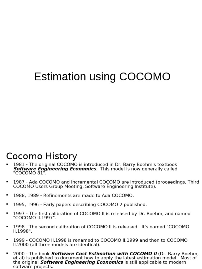 Software Estimation Using CoCoMo | PDF | Information Technology | Computer Science