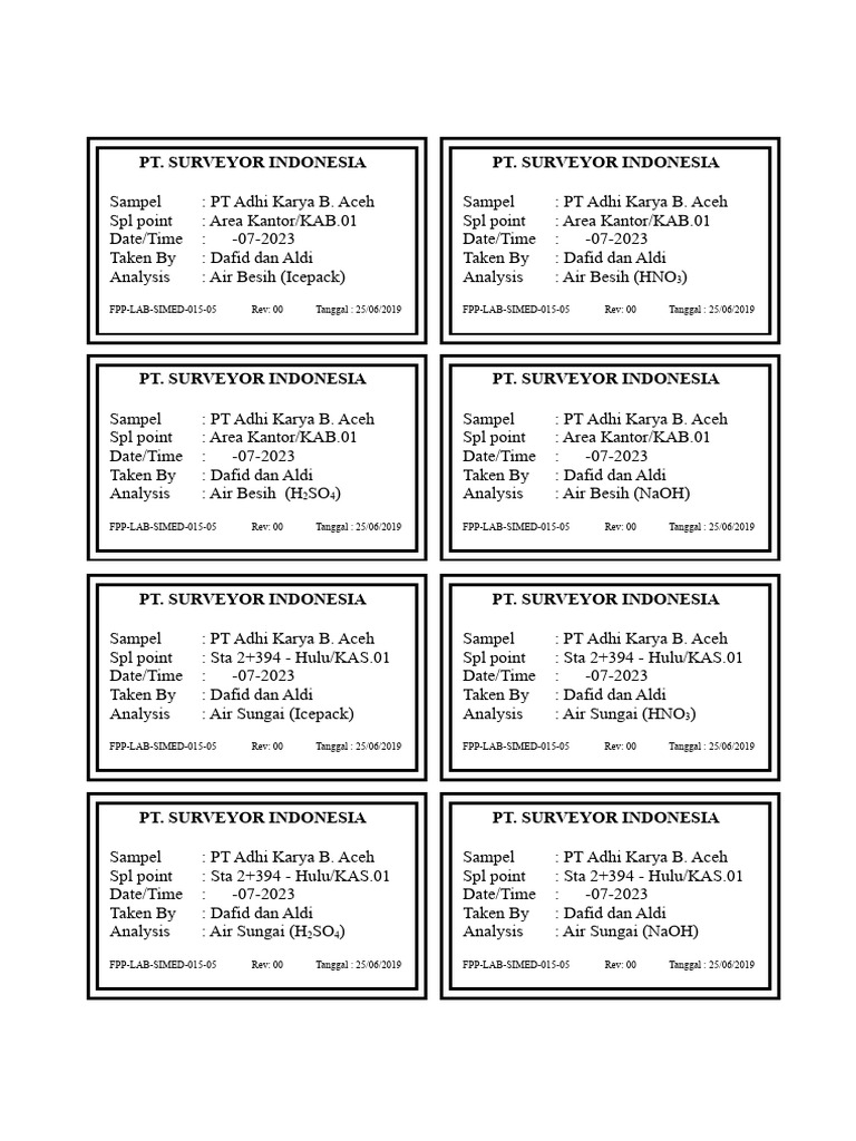 LABEL SAMPEL Adhi Aceh | PDF