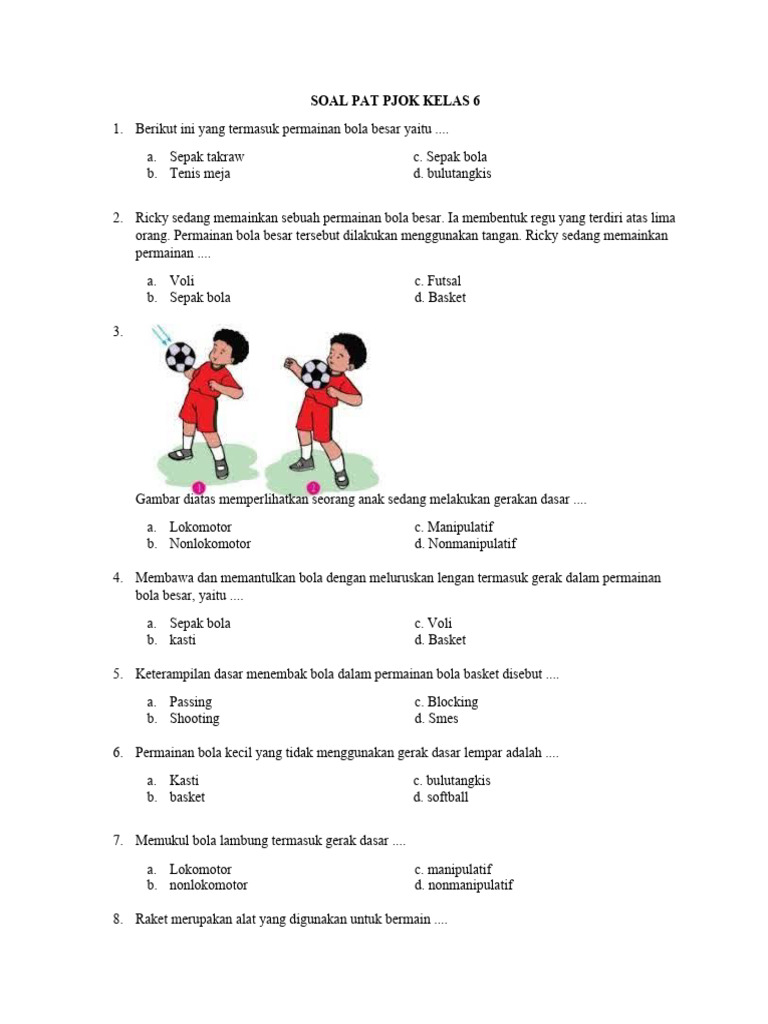 Soal PAT Pjok Kelas 6 23 24 | PDF