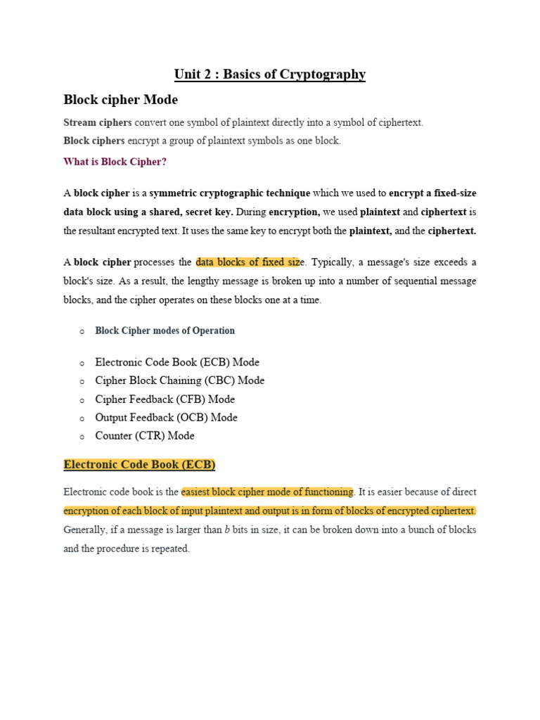 Block Cipher Modes of Operation | PDF | Security Engineering | Applied ...