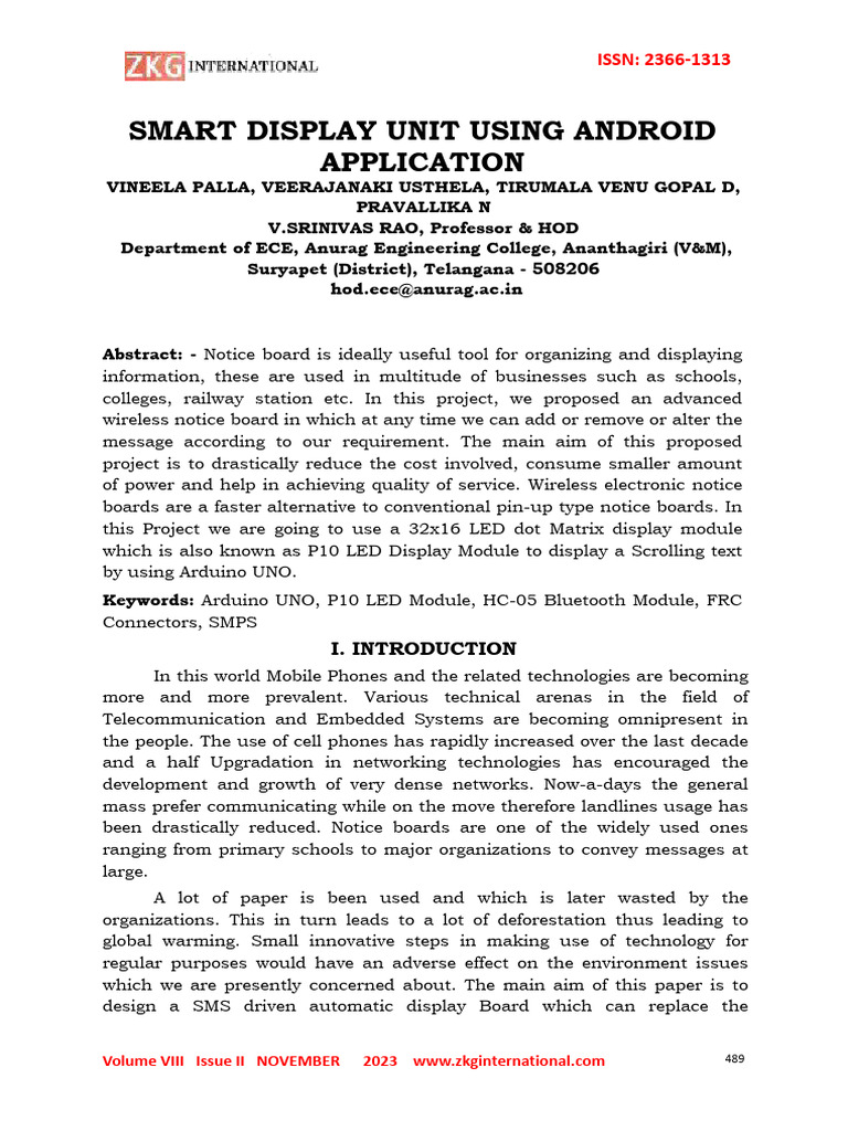 Smart Display Unit Using Android Application | PDF | Rectifier | Power Supply