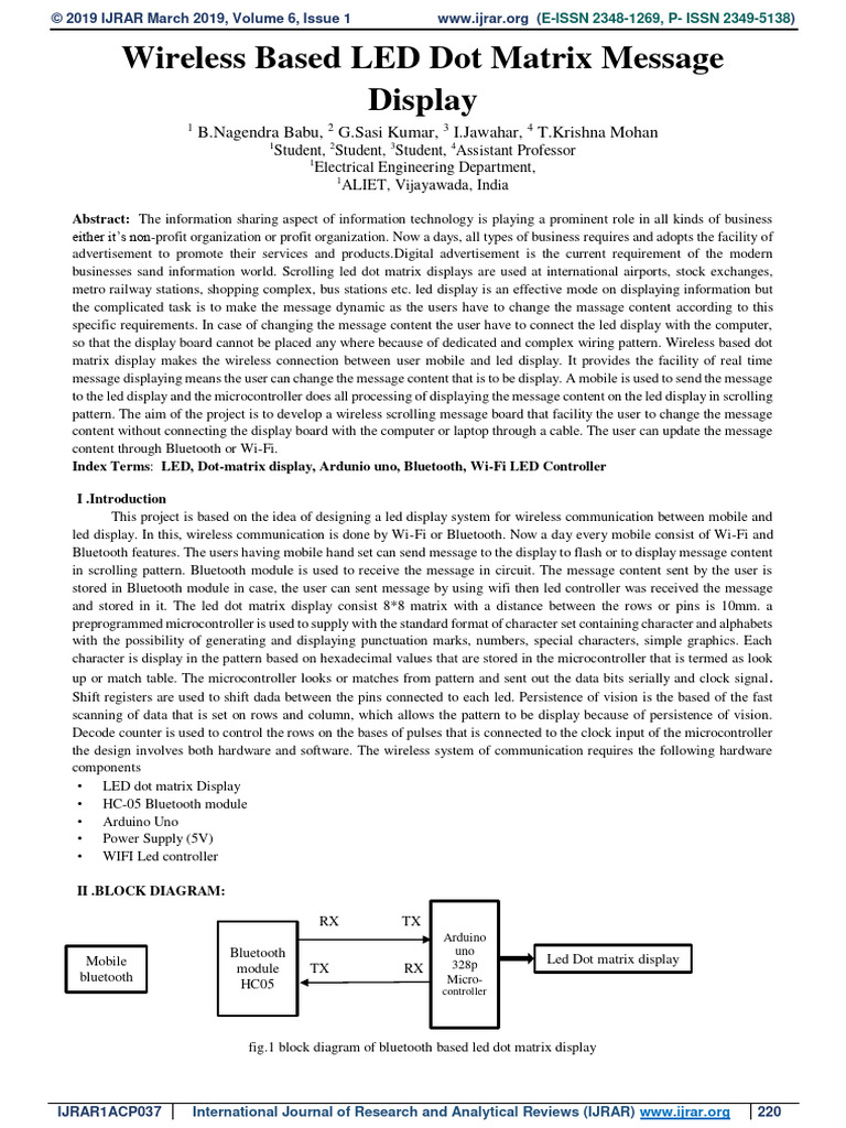Wirelessbasedleddotmatrixmessagedi Pdf Arduino Microcontroller