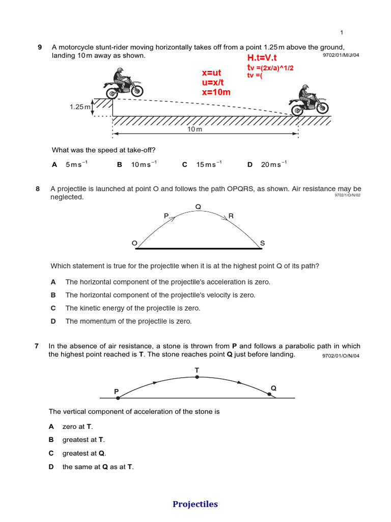 Projectile Pdf Acceleration Projectiles