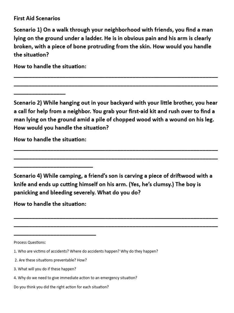 Feb 2. Activities First Aid Scenarios | PDF | First Aid | Clinical Medicine