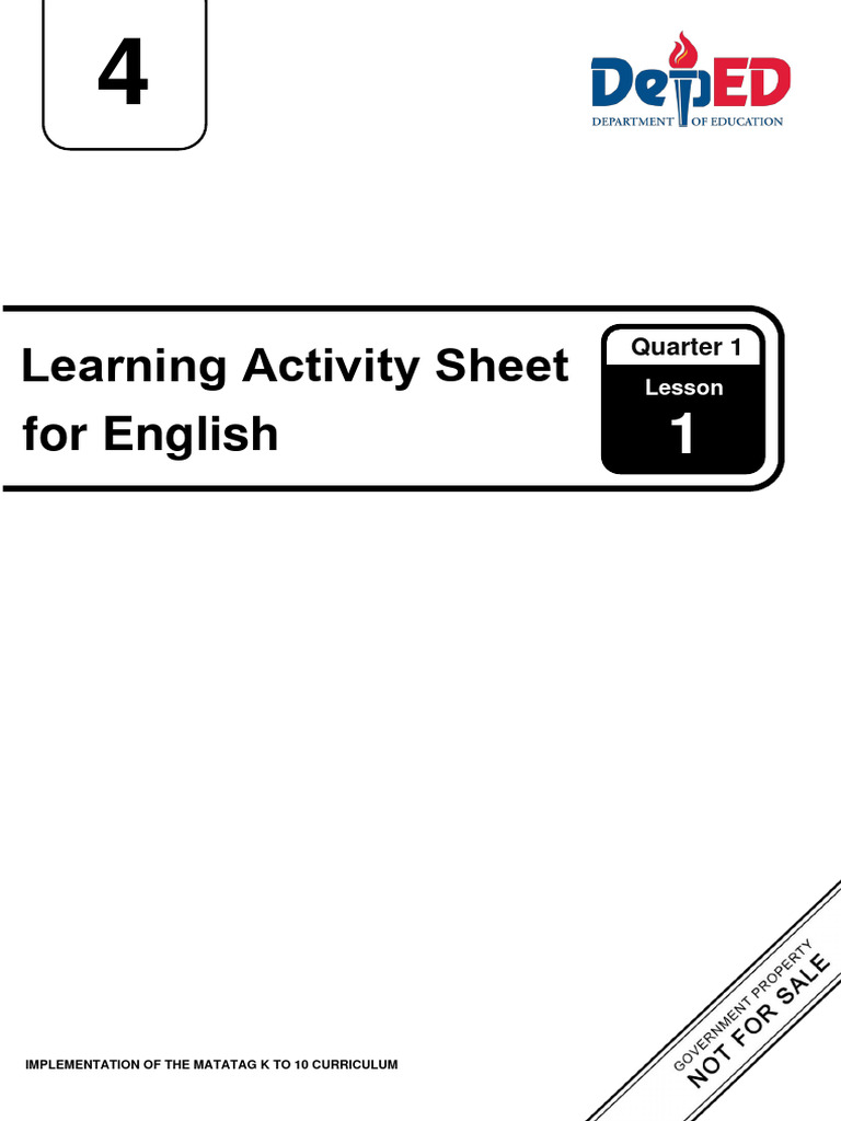 Q1 - WS - English 4 - Lesson 1 - Week 1 | PDF | Curriculum | Copyright