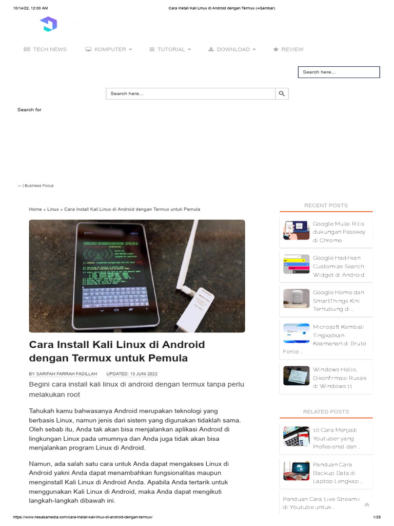 Cara Install Kali Linux Di Android Dengan Termux (+gambar) | PDF