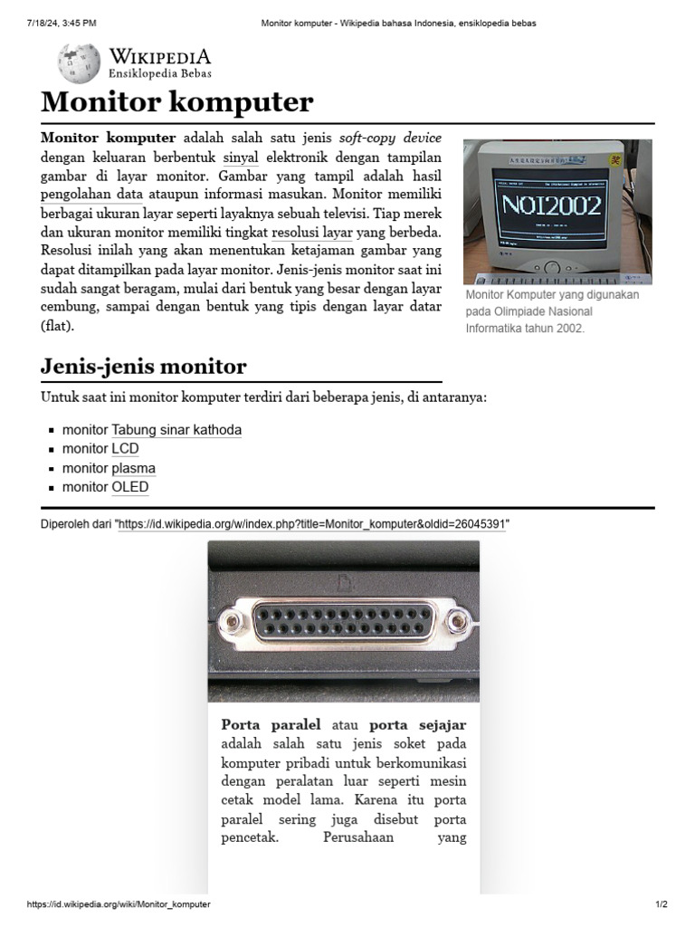 Monitor Komputer - Wikipedia Bahasa Indonesia, Ensiklopedia Bebas | PDF ...
