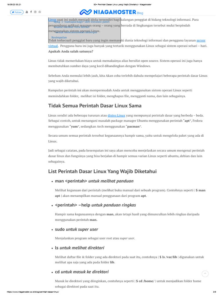Perintah Dasar Linux untuk Pemula | PDF